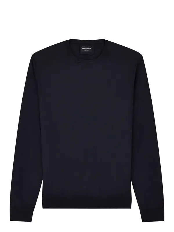 Giorgio Armani Long-sleeved Crew-neck Jumper - Navy Blue