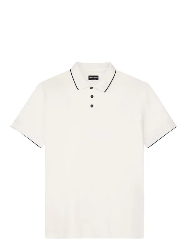 Giorgio Armani Piqué Polo Shirt In Lisle Cotton Yarn - White