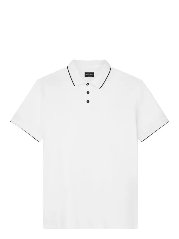 Giorgio Armani Piqué Polo Shirt In Lisle Cotton Yarn - White