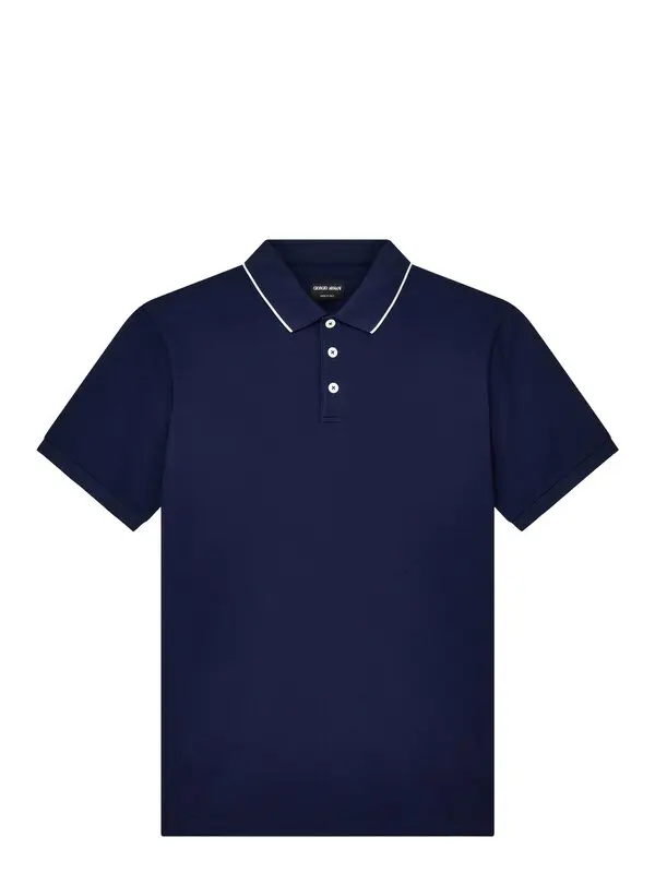 Giorgio Armani Piqué Polo Shirt In Lisle Cotton Yarn - White