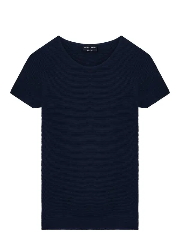 Giorgio Armani Links-stitch Viscose Jumper - Navy_blue