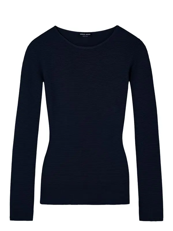 Giorgio Armani Links-stitch Viscose Jumper - Navy Blue