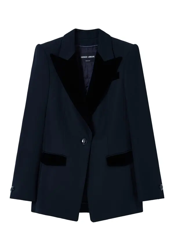 Giorgio Armani Barathea Wool And Velvet Jacket - Patterned