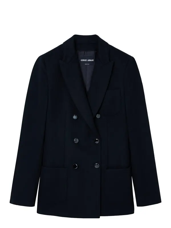Giorgio Armani Virgin Wool And Cashmere Double-breasted Jacket - Black