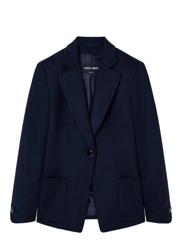 Giorgio Armani Single-breasted Virgin Wool And Cashmere Jacket - Navy Blue