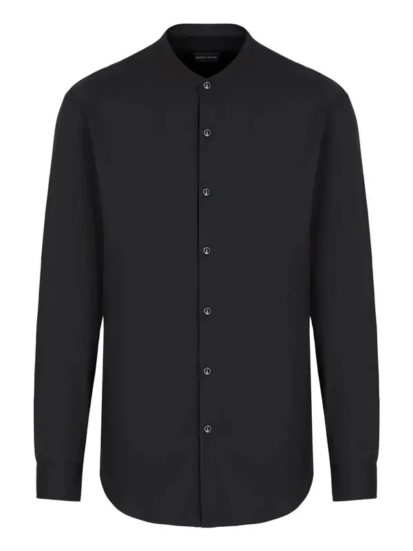 Giorgio Armani Plain-knit Stretch Cotton Icon Shirt - Black