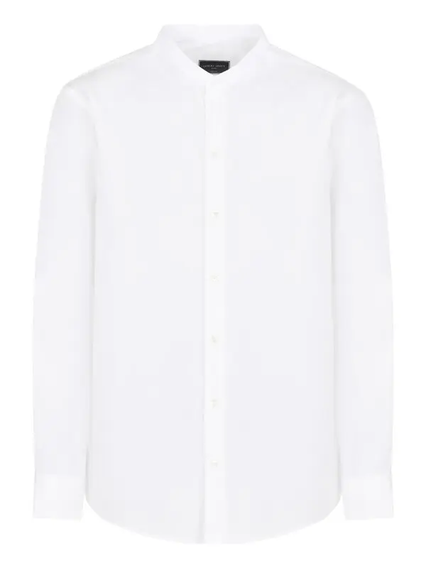 Giorgio Armani Plain-knit Stretch Cotton Icon Shirt - White