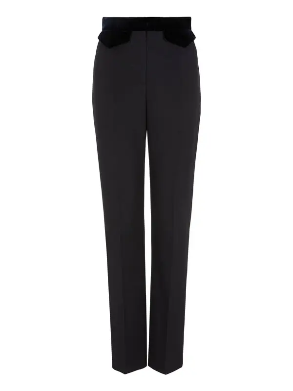 Giorgio Armani Straight Barathea Virgin Wool Trousers - Patterned
