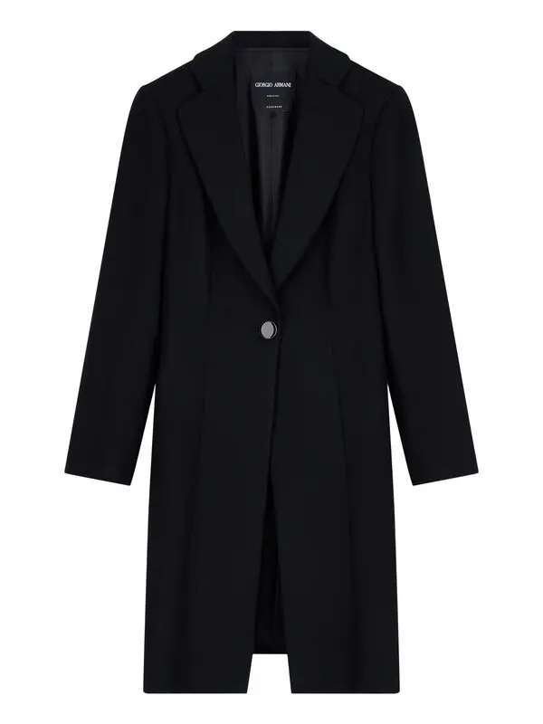 Giorgio Armani Pure Cashmere Single-breasted Coat - Black