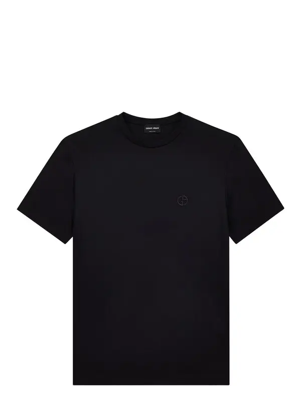 Giorgio Armani Cotton-interlock T-shirt With Embroidered Logo - Black