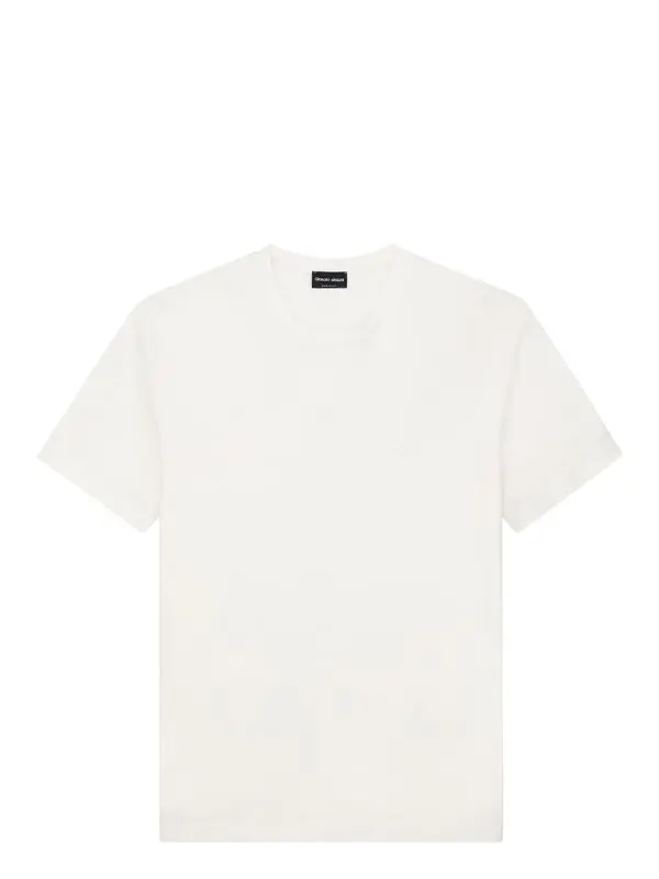 Giorgio Armani Cotton-interlock T-shirt With Embroidered Logo - White