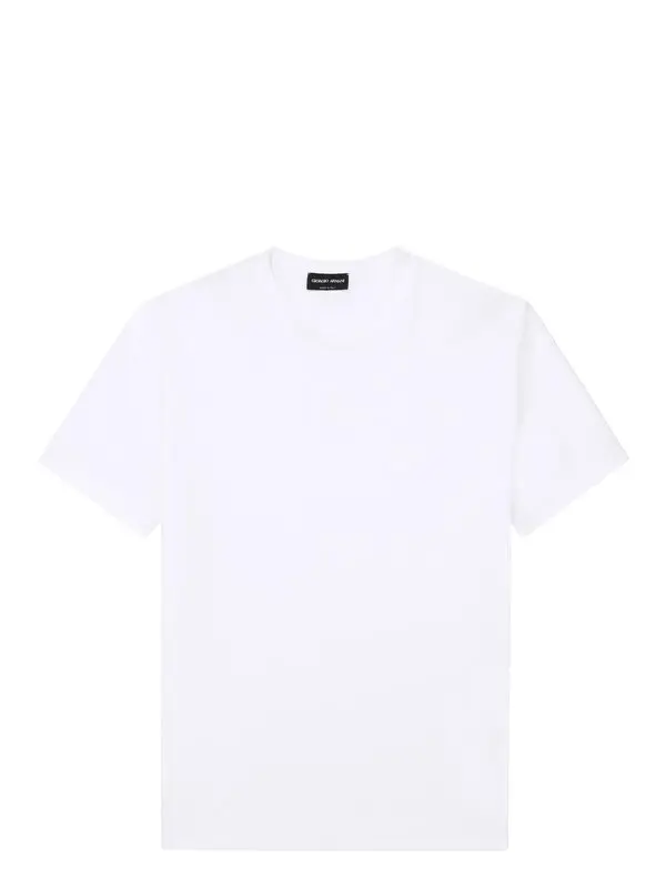 Giorgio Armani Cotton-interlock T-shirt With Embroidered Logo - White