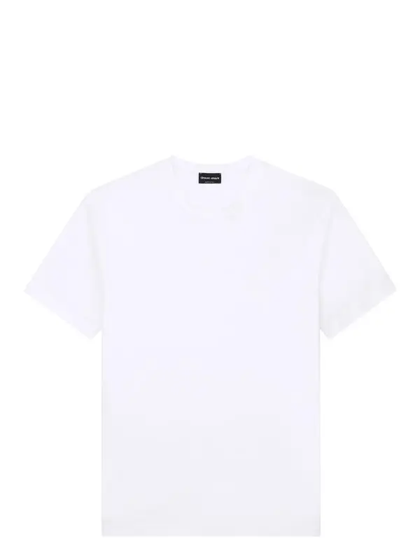 Giorgio Armani Cotton-interlock T-shirt With Embroidered Logo - White