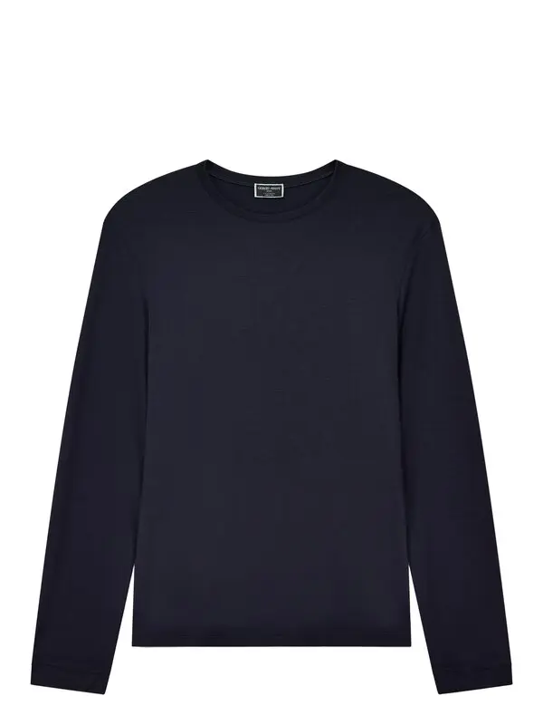 Giorgio Armani Icon Cashmere Interlock Jumper - Navy Blue