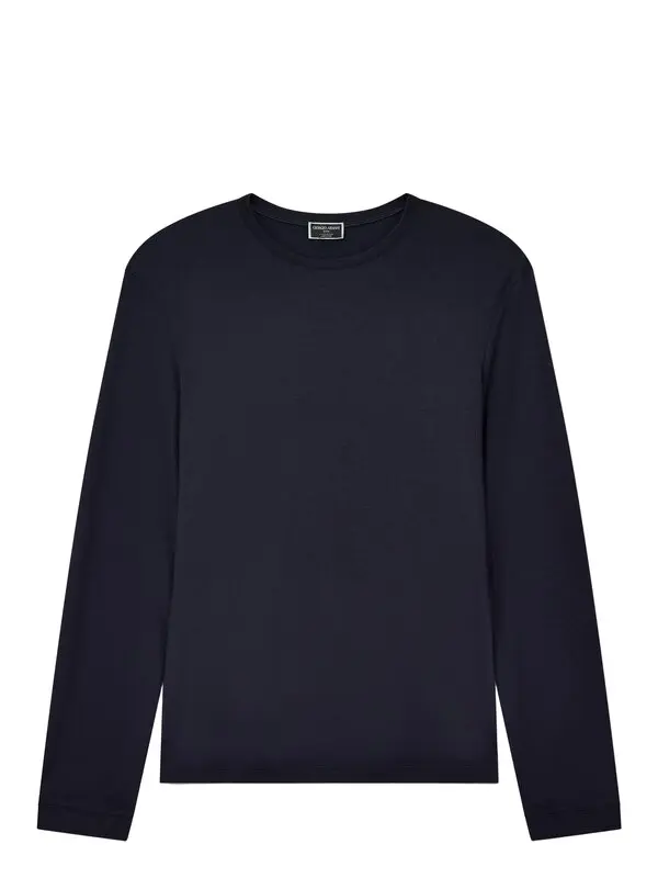 Giorgio Armani Icon Cashmere Interlock Jumper - Navy Blue