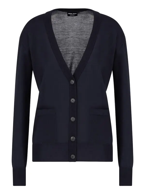 Giorgio Armani Pure Cashmere Long Cardigan - Navy_blue