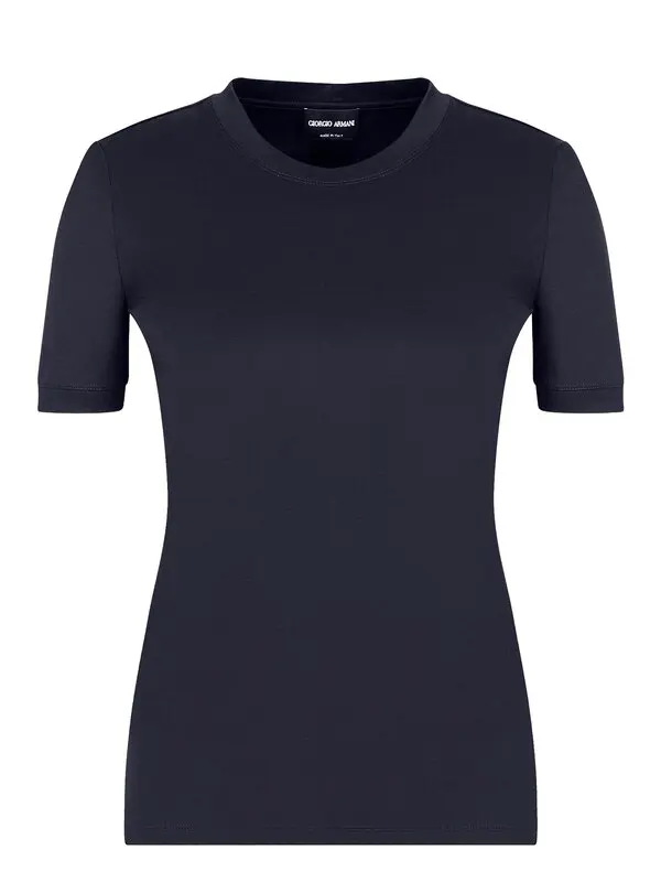 Giorgio Armani Short-sleeved Crew-neck Jumper - Navy_blue
