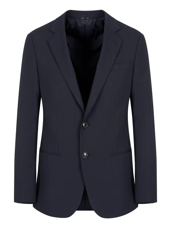Giorgio Armani Pure Virgin Wool Soho Line Single-breasted Jacket - Navy Blue