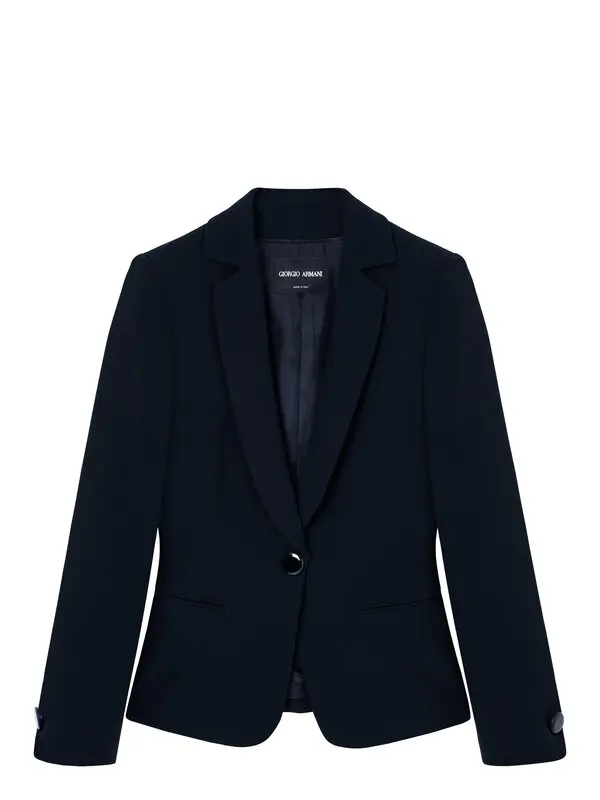 Giorgio Armani Single-breasted Silk-cady Jacket - Navy Blue
