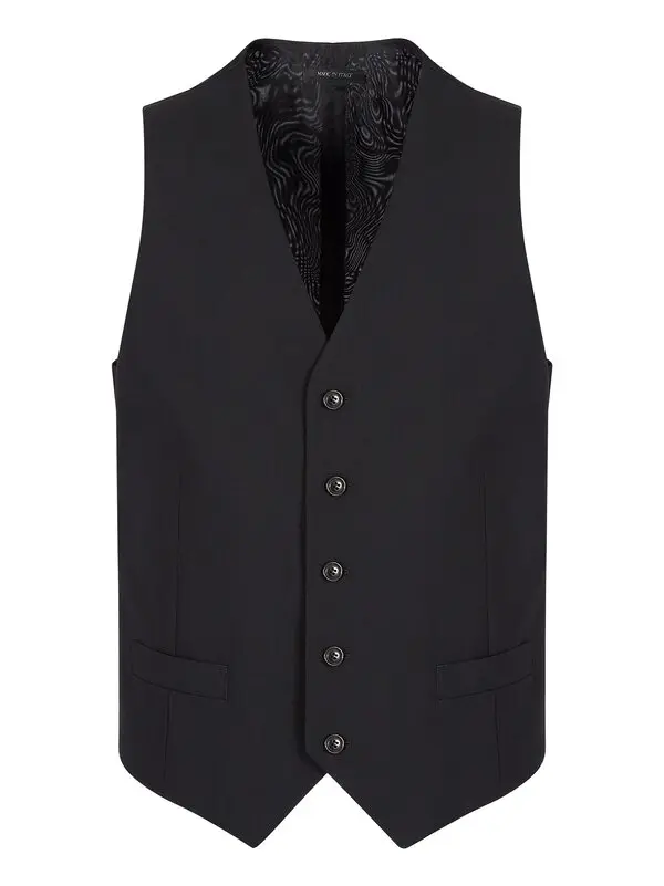 Giorgio Armani Single-breasted Virgin Wool Waistcoat - Black