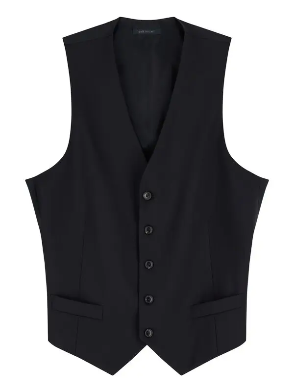 Giorgio Armani Single-breasted Virgin Wool Waistcoat - Black