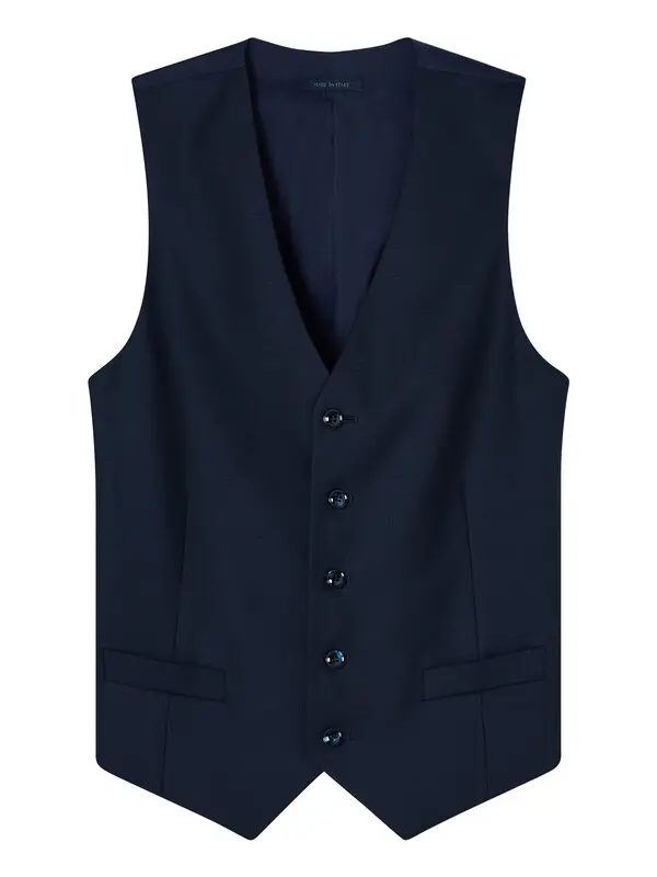 Giorgio Armani Single-breasted Virgin Wool Waistcoat - Navy Blue