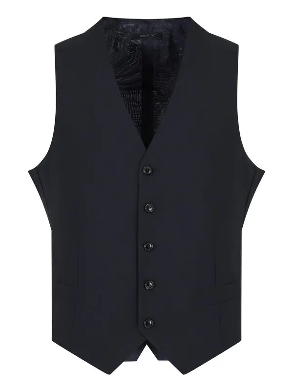 Giorgio Armani Single-breasted Virgin Wool Waistcoat - Navy Blue