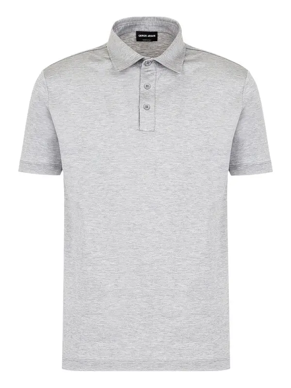 Giorgio Armani Silk And Cotton-mélange Jersey Polo Shirt - Grey