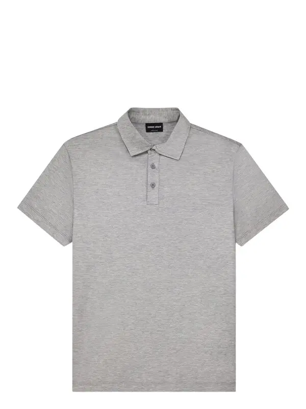 Giorgio Armani Silk And Cotton-mélange Jersey Polo Shirt - Grey