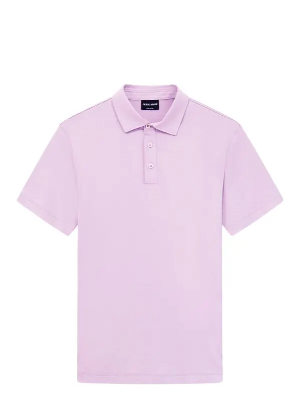 Giorgio Armani Silk And Cotton-mélange Jersey Polo Shirt - Pink