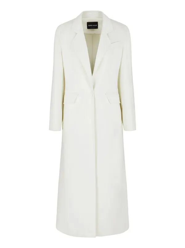 Giorgio Armani Long Double-cashmere Coat - White