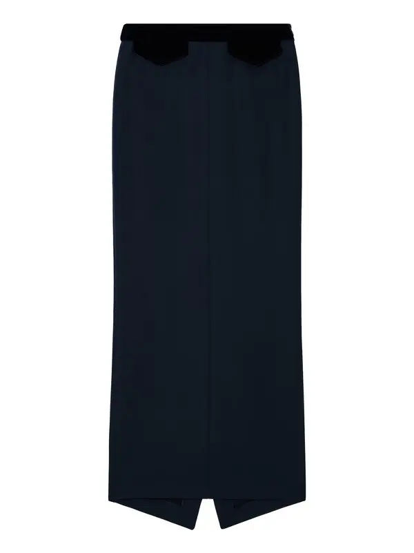 Giorgio Armani Barathea Wool And Velvet Midi Skirt - Patterned