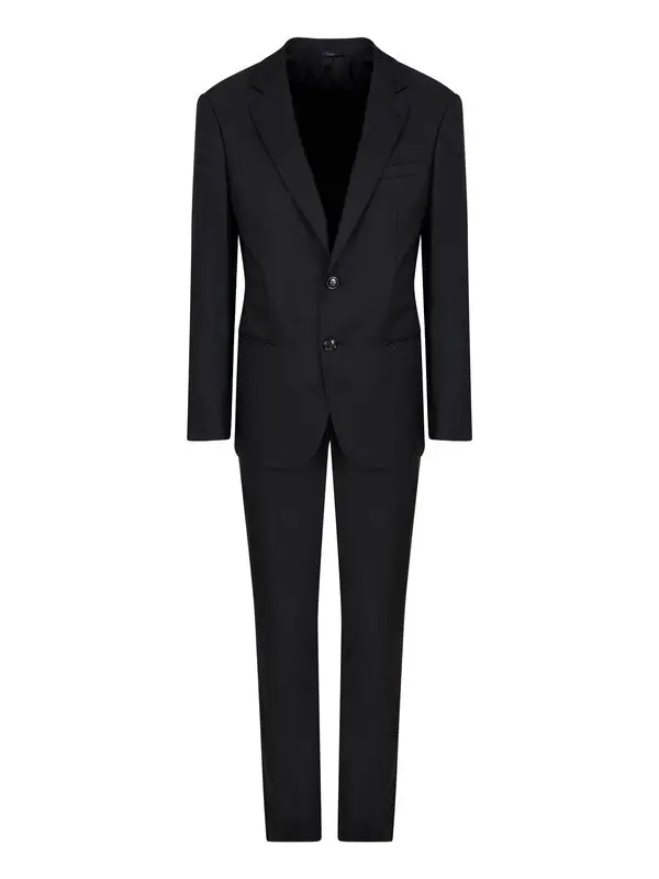 Giorgio Armani Soho Line Single-breasted Suit In Wool And Cashmere - Black