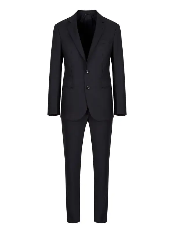 Giorgio Armani Soho Line Single-breasted Suit In Wool And Cashmere - Navy_blue