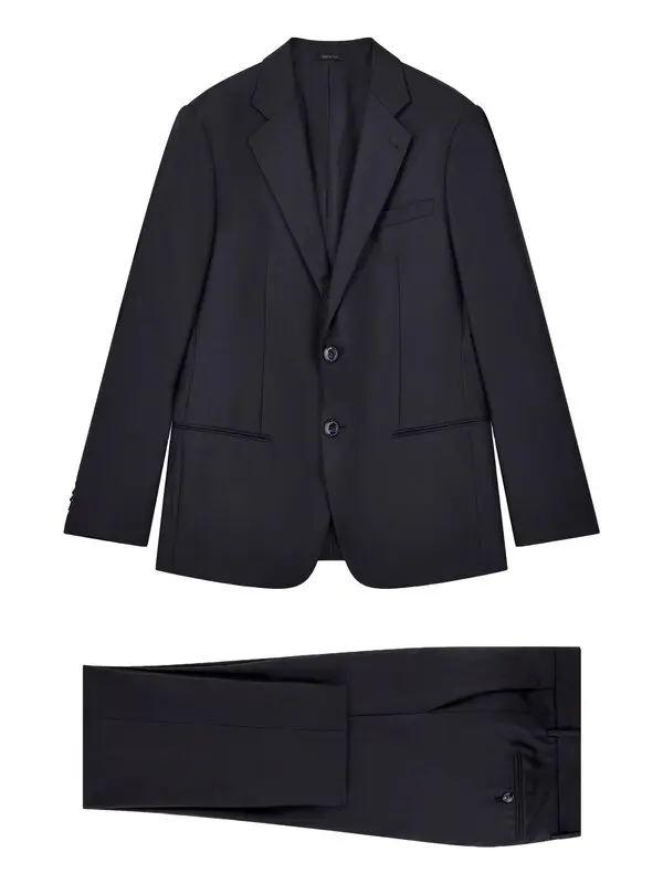 Giorgio Armani Soho Line Single-breasted Suit In Wool And Cashmere - Navy_blue