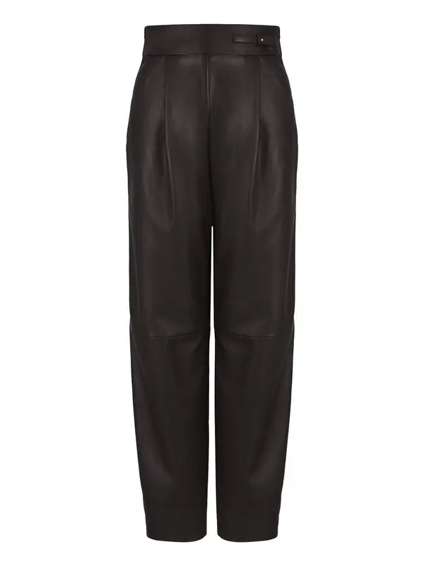 Giorgio Armani Straight-cut Nappa-leather Trousers - Black