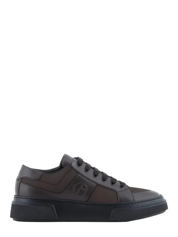 Giorgio Armani Leather And Fabric Sneakers - Brown