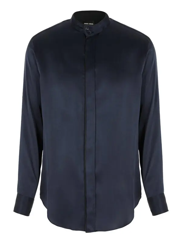 Giorgio Armani Regular-fit Silk Shirt - Blue