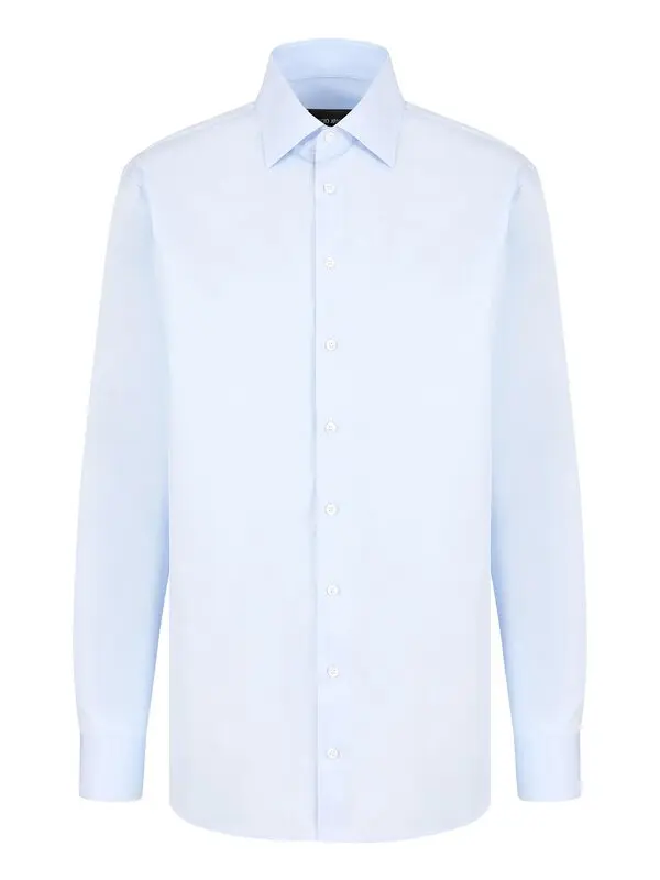 Giorgio Armani Regular-fit Luxury Cotton Shirt - Light_blue