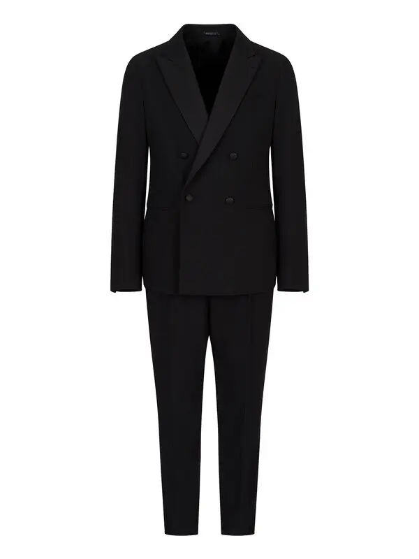 Giorgio Armani Upton Line Double-breasted, Wool-crêpe Tuxedo - Black