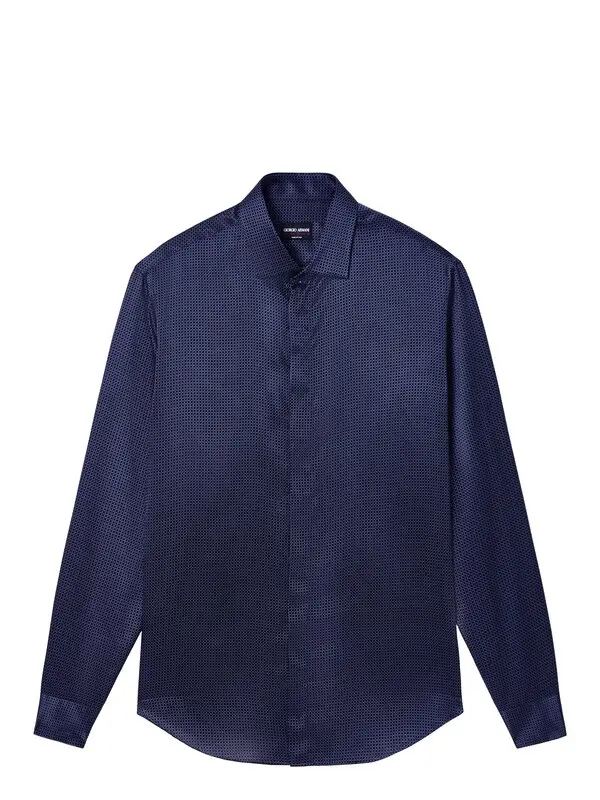 Giorgio Armani Regular-fit Printed Silk Shirt - Blue