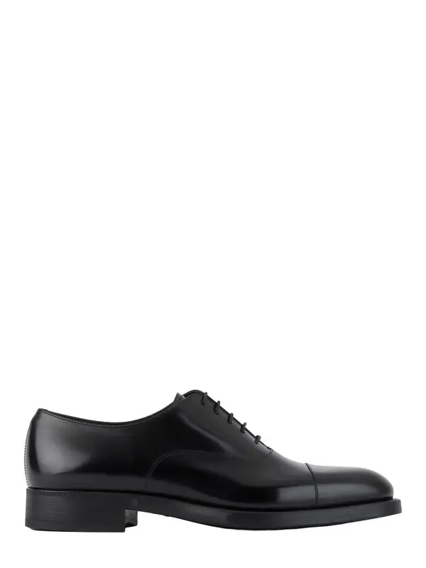 Giorgio Armani Leather Oxford Shoes - Black