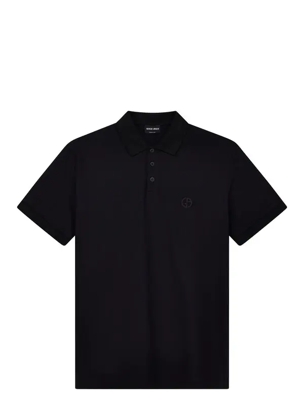 Giorgio Armani Stretch Cotton Piqué Polo Shirt - Black
