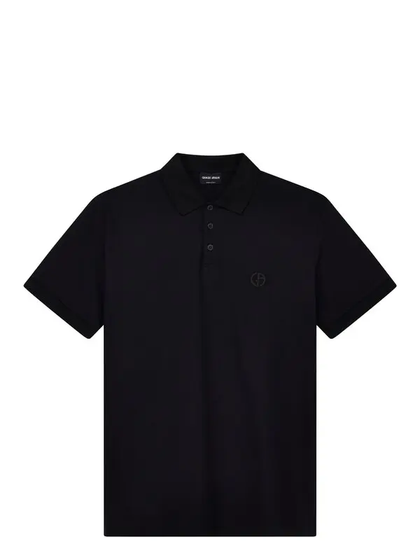 Giorgio Armani Stretch Cotton Piqué Polo Shirt - Black