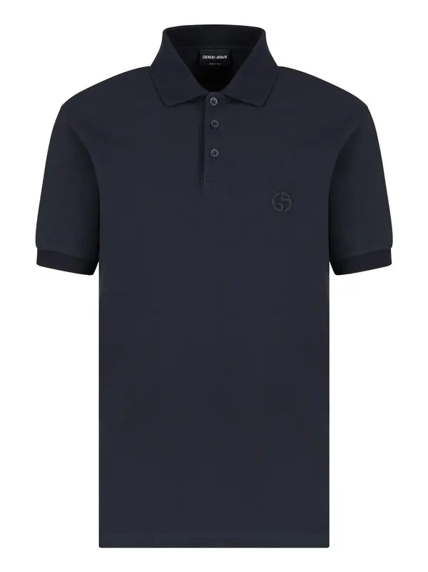 Giorgio Armani Stretch Cotton Piqué Polo Shirt - Blue
