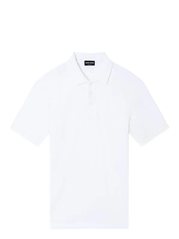 Giorgio Armani Stretch Cotton Piqué Polo Shirt - White