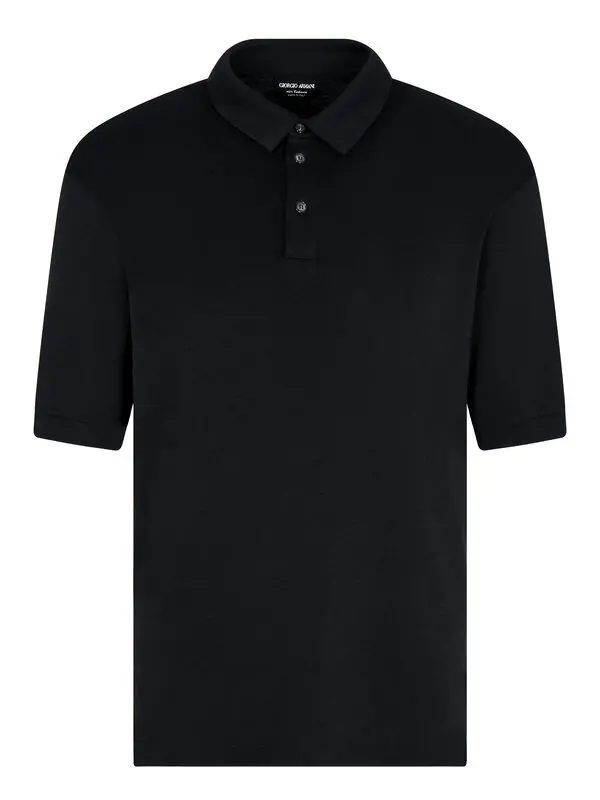 Giorgio Armani Pure Cashmere Interlock Polo Shirt - Black