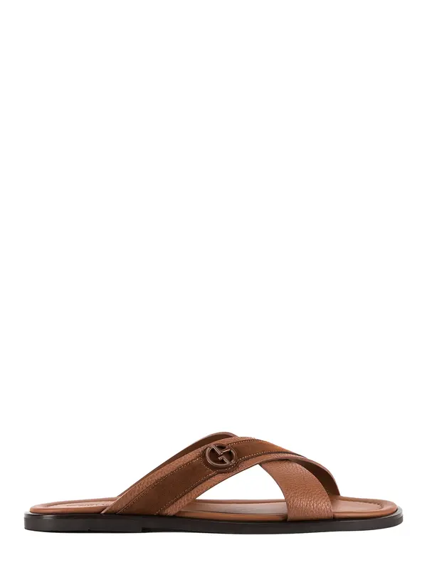Giorgio Armani Plaited Suede Cross Sandals - Brown