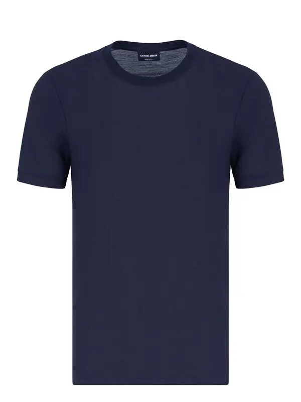 Giorgio Armani Plain-knit Jersey T-shirt In A Silk-and-cotton Blend - Blue