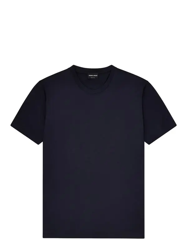 Giorgio Armani Plain-knit Jersey T-shirt In A Silk-and-cotton Blend - Blue